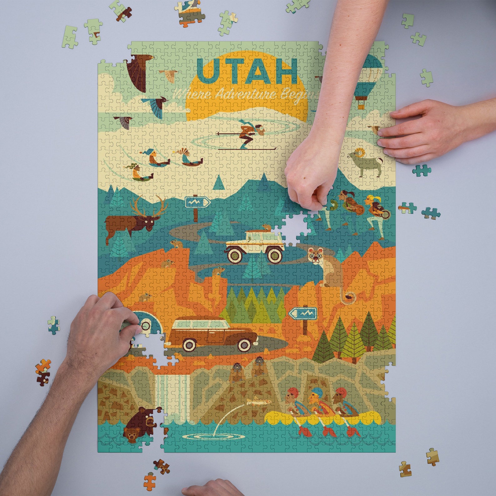 Puzzle Utah Where Adventure Begins Mountain Geometric | Etsy
