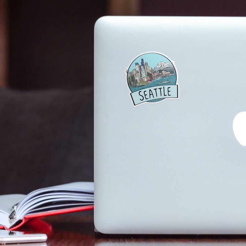 Sticker Seattle Washington Cityscape Line Drawing | Etsy