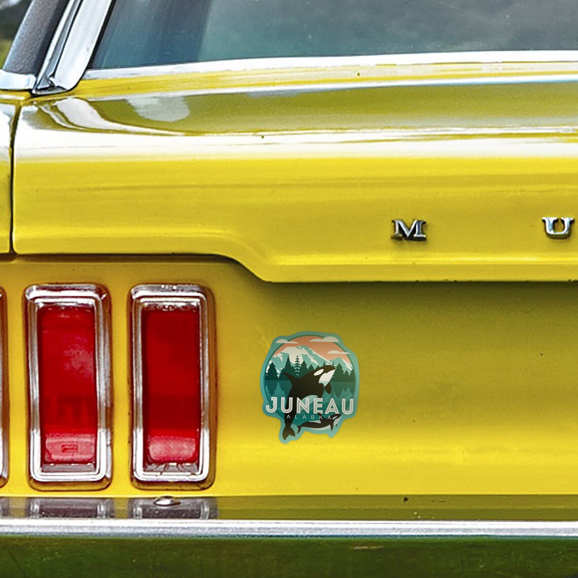 Sticker Juneau Alaska Orca and Calf Contour Vinyl Decal | Etsy