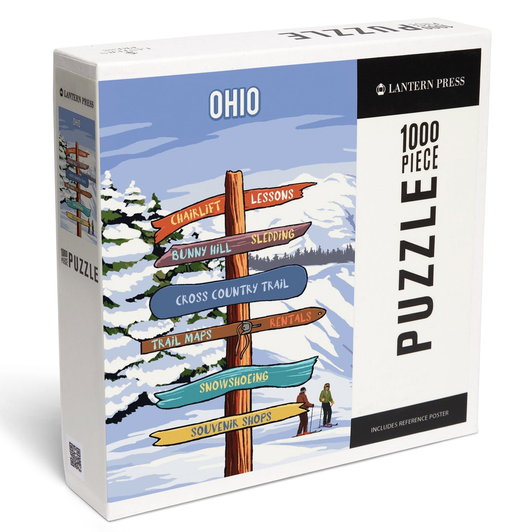 Puzzle, Ohio, Signpost, Ski and Snow, 1000 Pieces, Unique Jigsaw ...