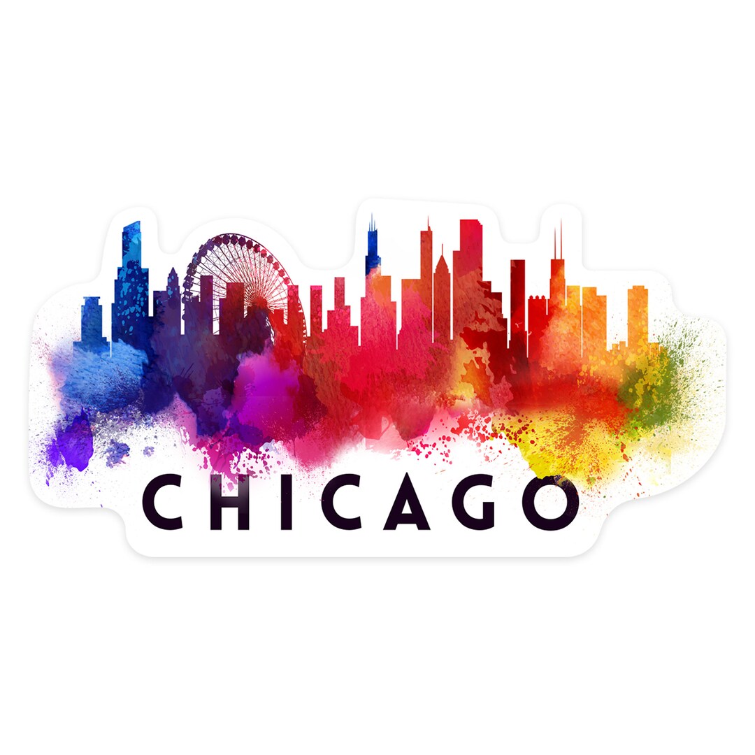 Sticker Chicago Illinois Skyline Abstract White Contour - Etsy