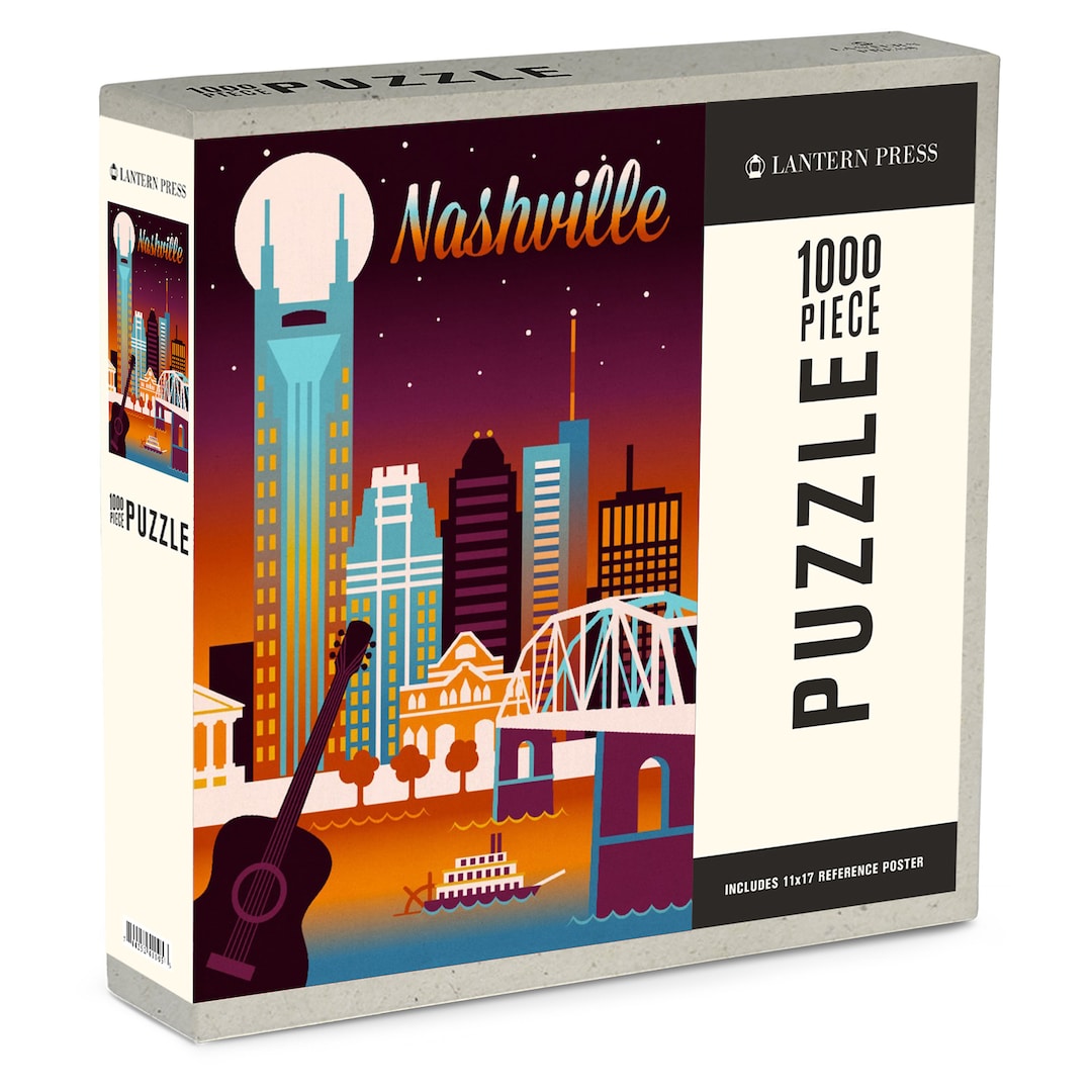 Puzzle, Nashville, Tennessee, Retro Skyline, Light, Chromatic Series ...