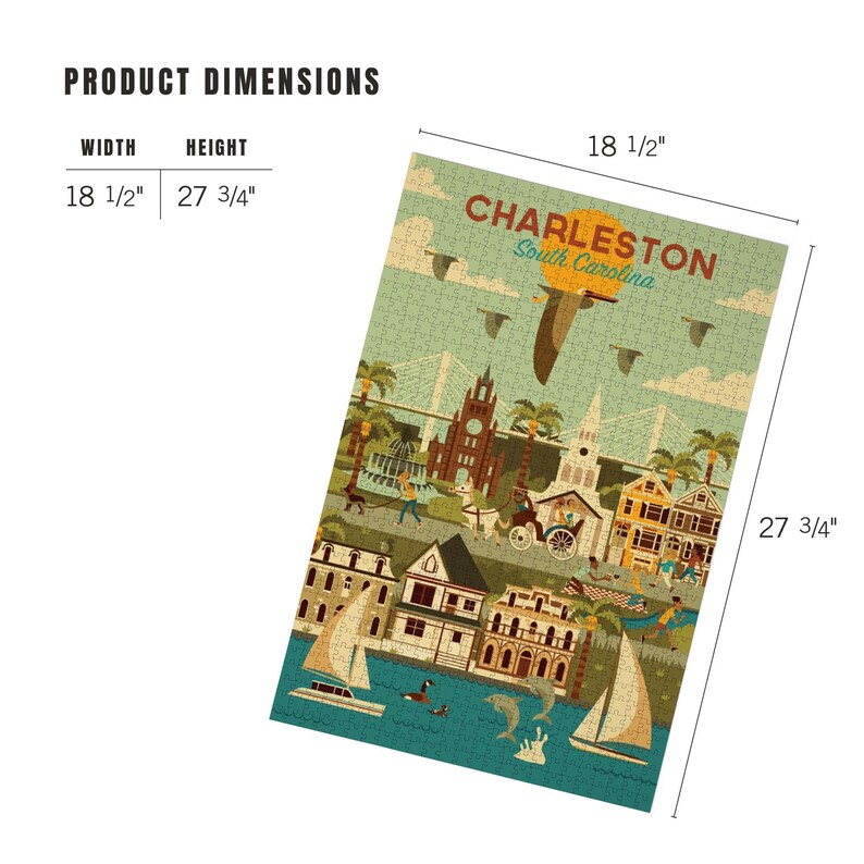 Puzzle, Charleston, South Carolina, Geometric City Series, 1000 Pieces ...