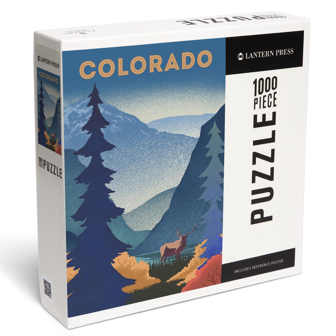 Puzzle, Colorado, Lithograph, Elk and Mountains Scene, 1000 Pieces ...