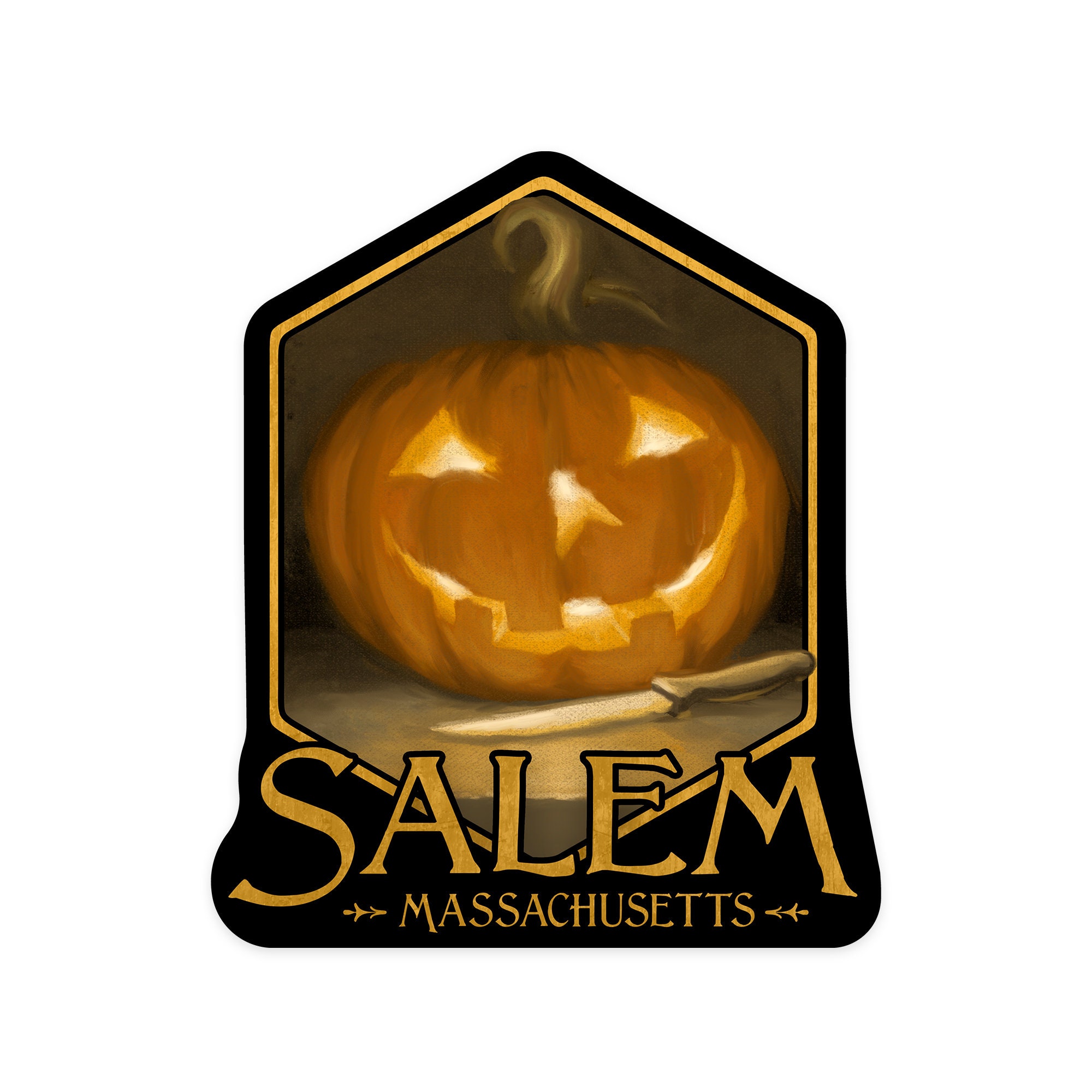 Sticker Salem Massachusetts Jack-o-lantern Oil Painting | Etsy