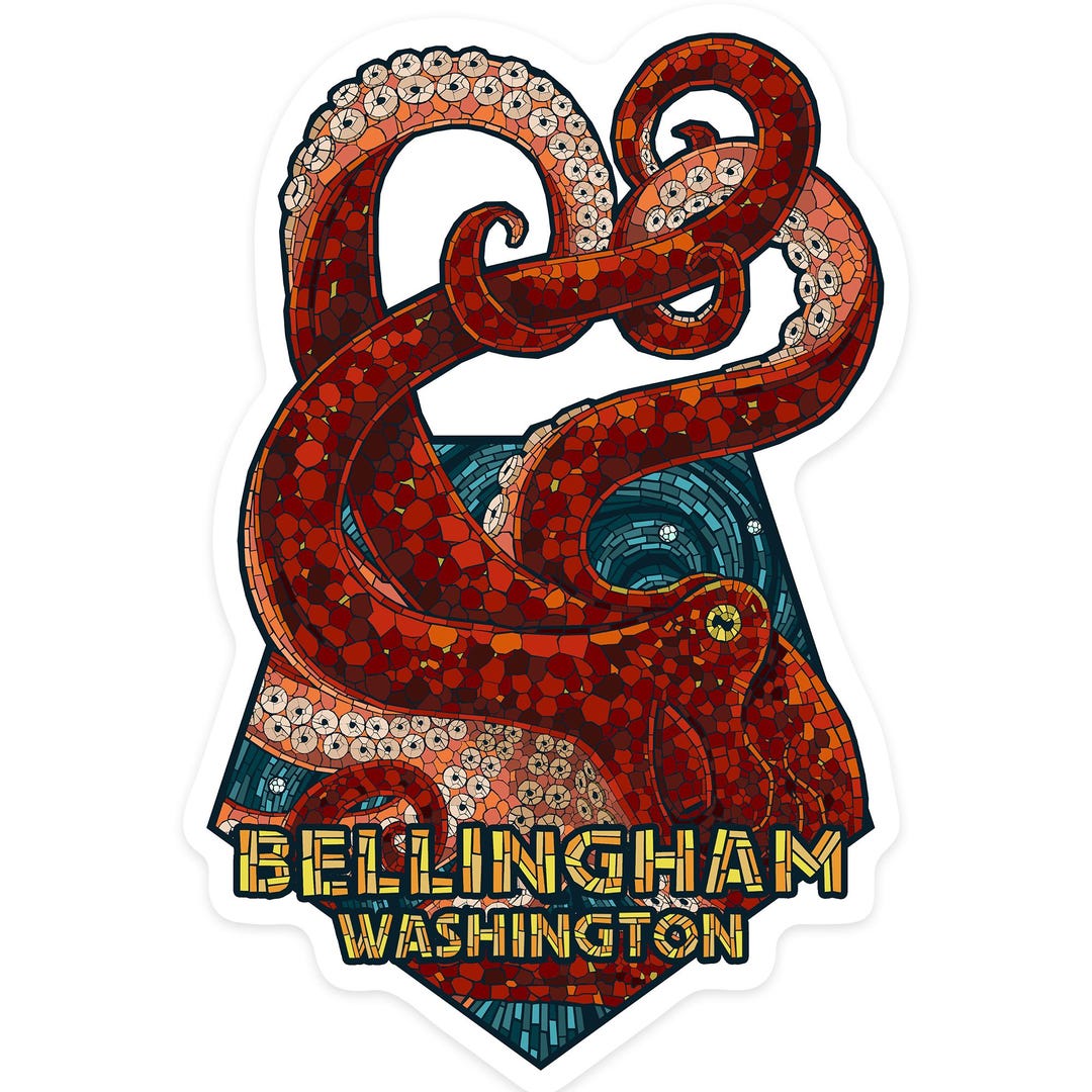 Sticker, Bellingham, Washington, Mosaic Octopus, , Vinyl Die Cut ...