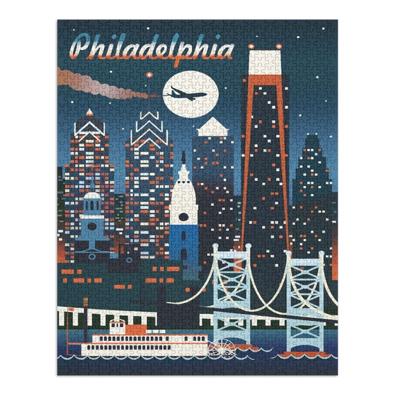 Puzzle Philadelphia Retro Skyline Chromatic Series Lantern | Etsy
