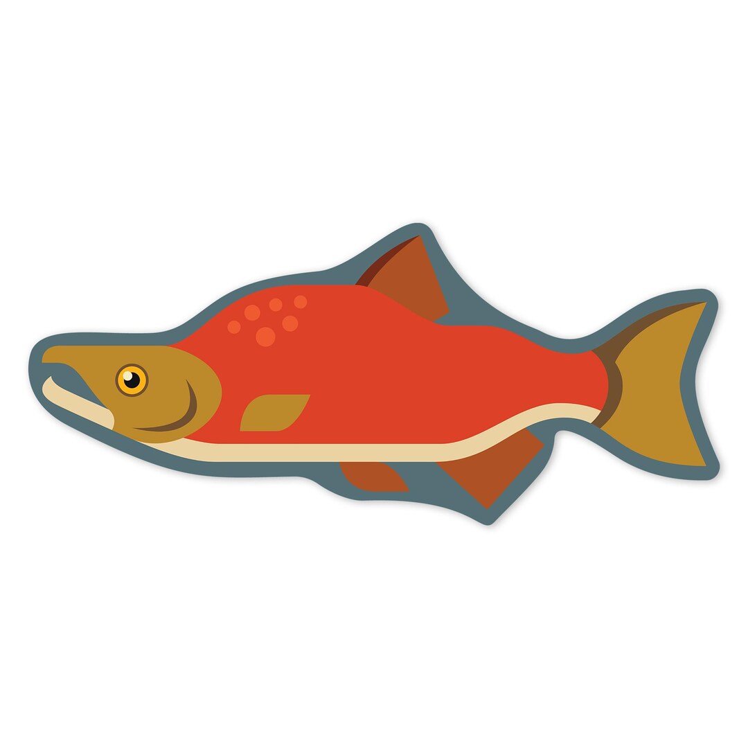 Sticker, Salmon Geometric , Vinyl Die Cut, Waterproof Outdoor Use - Etsy