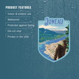 Sticker, Juneau, Alaska, Home of Bigfoot, Painterly, Contour , Vinyl ...