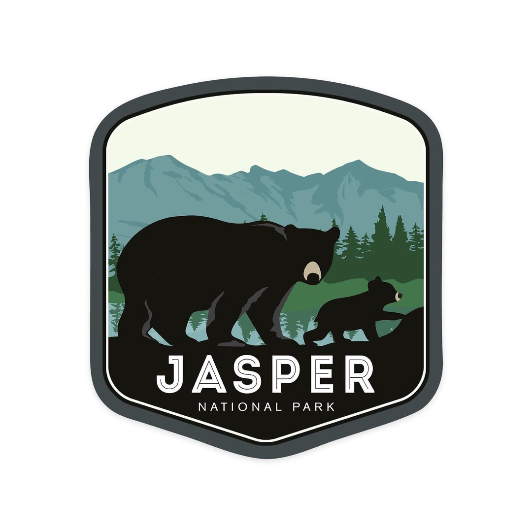 Sticker, Jasper National Park, Canada, Black Bear and Cub, , Vinyl Die ...