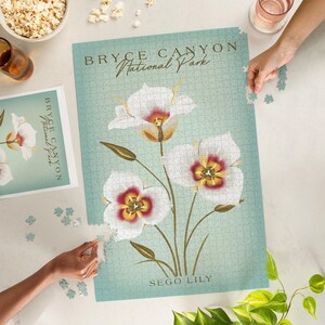 Puzzle, Bryce Canyon National Park, Vintage Flora Series, Sego Lily ...