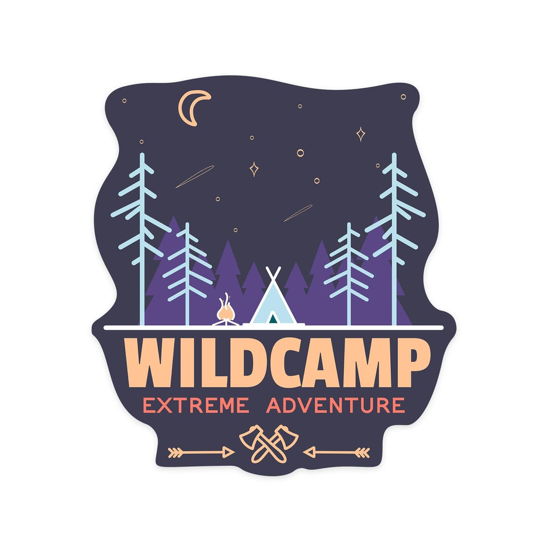 Sticker, Wildcamp Extreme Adventure, Retro Style, Contour , Vinyl Die ...