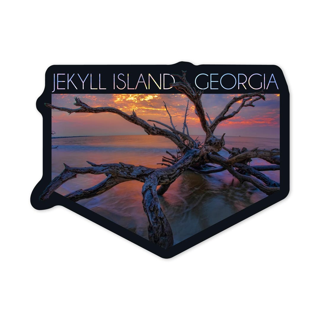 Sticker, Jekyll Island, Georgia, Driftwood and Sunset, , Vinyl Die Cut ...