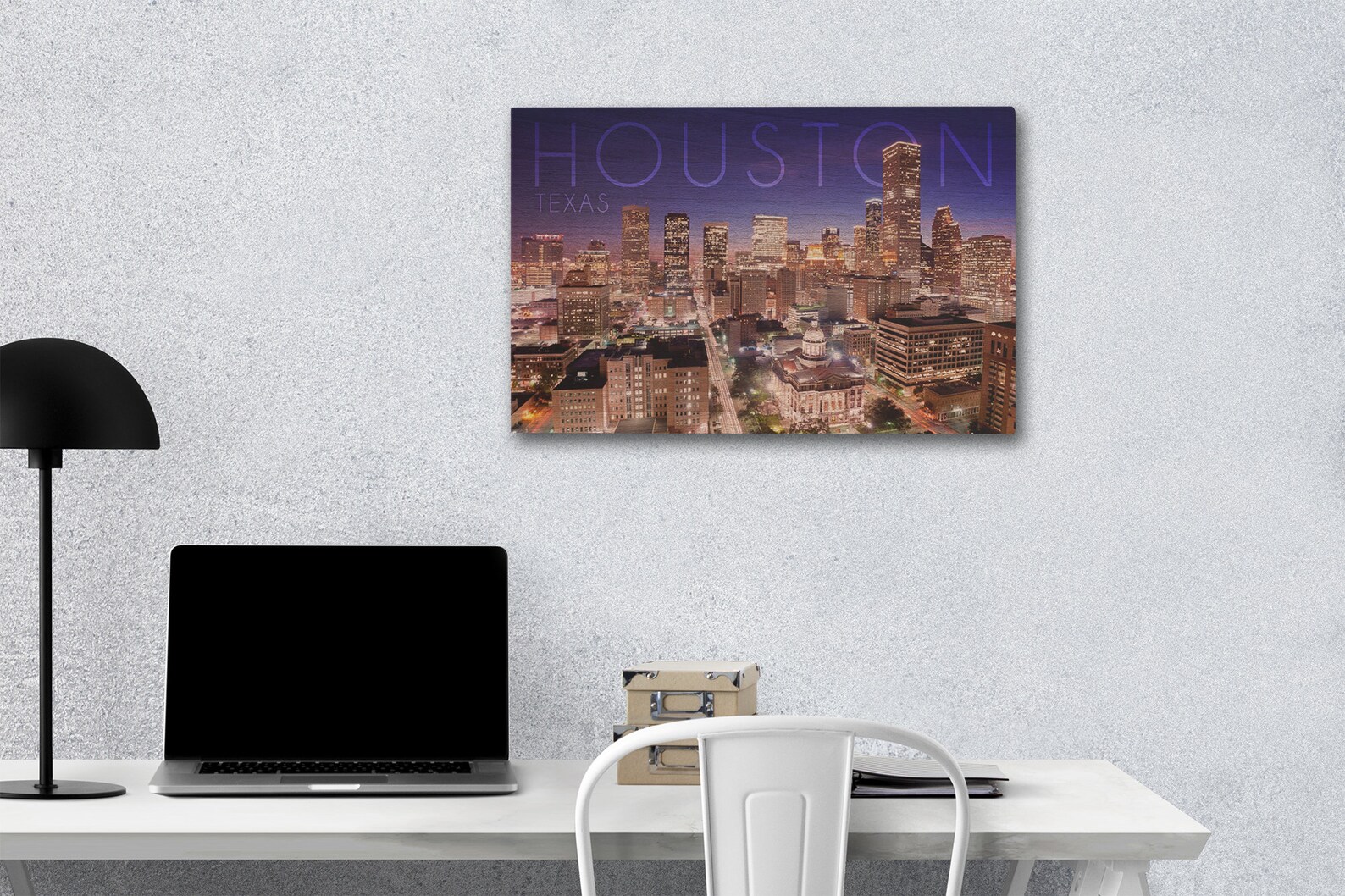 Birch Wood Houston Texas Skyline at Night Sustainable Sign - Etsy