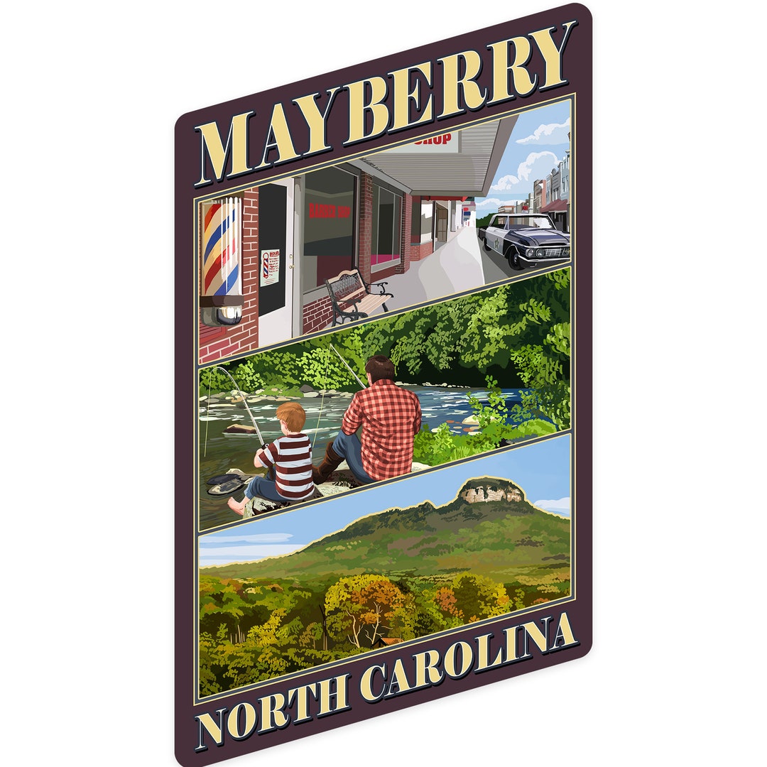Sticker, Mayberry, North Carolina, Montage Scenes, Fishing Center ...