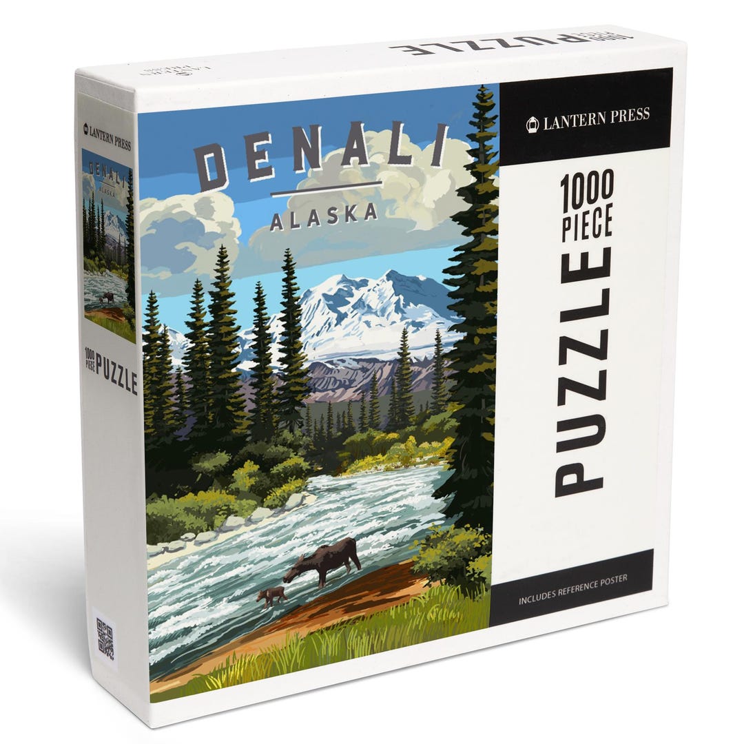 Puzzle, Denali, Alaska, Moose and River Rapids, 1000 Pieces, Unique ...