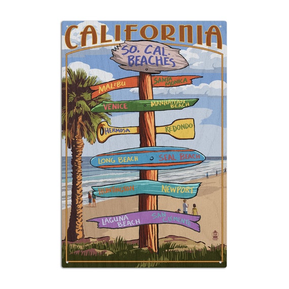 California Birch Wood Destination Sign Ready to Hang Art Sustainable ...