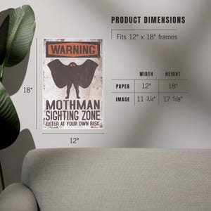 Prints, Signs, Mothman, Cryptid, Mothman Sighting Zone, Enter at Your ...