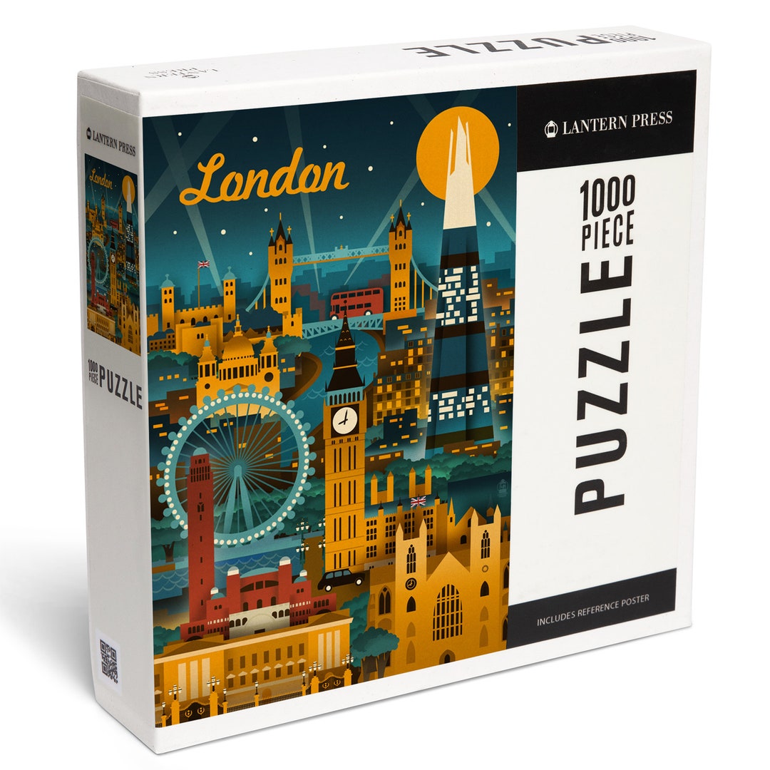 Puzzle, London, England, Retro Skyline, 1000 Pieces, Unique Jigsaw ...