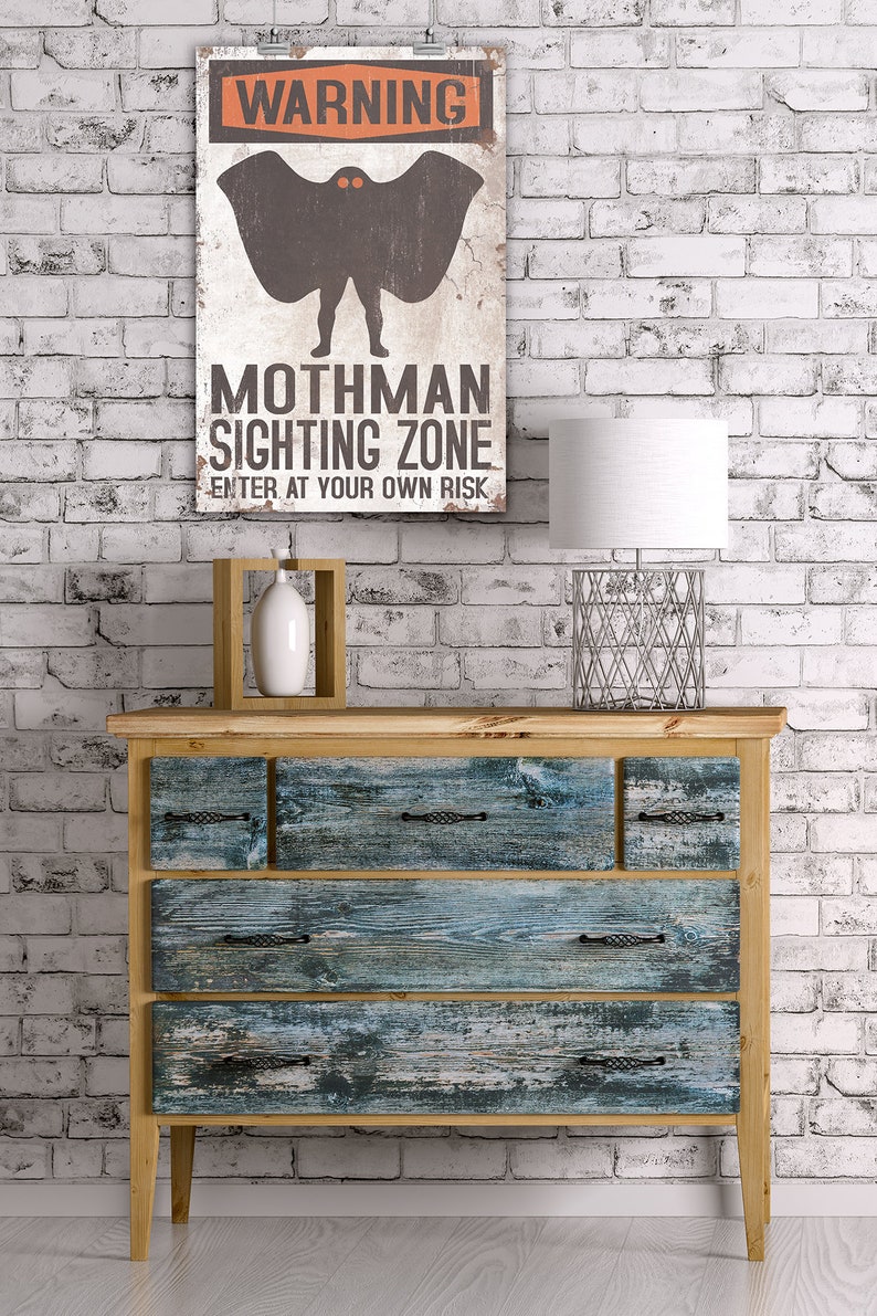 Prints Signs Mothman Cryptid Mothman Sighting Zone Enter - Etsy