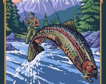 Fly fishing poster | Etsy