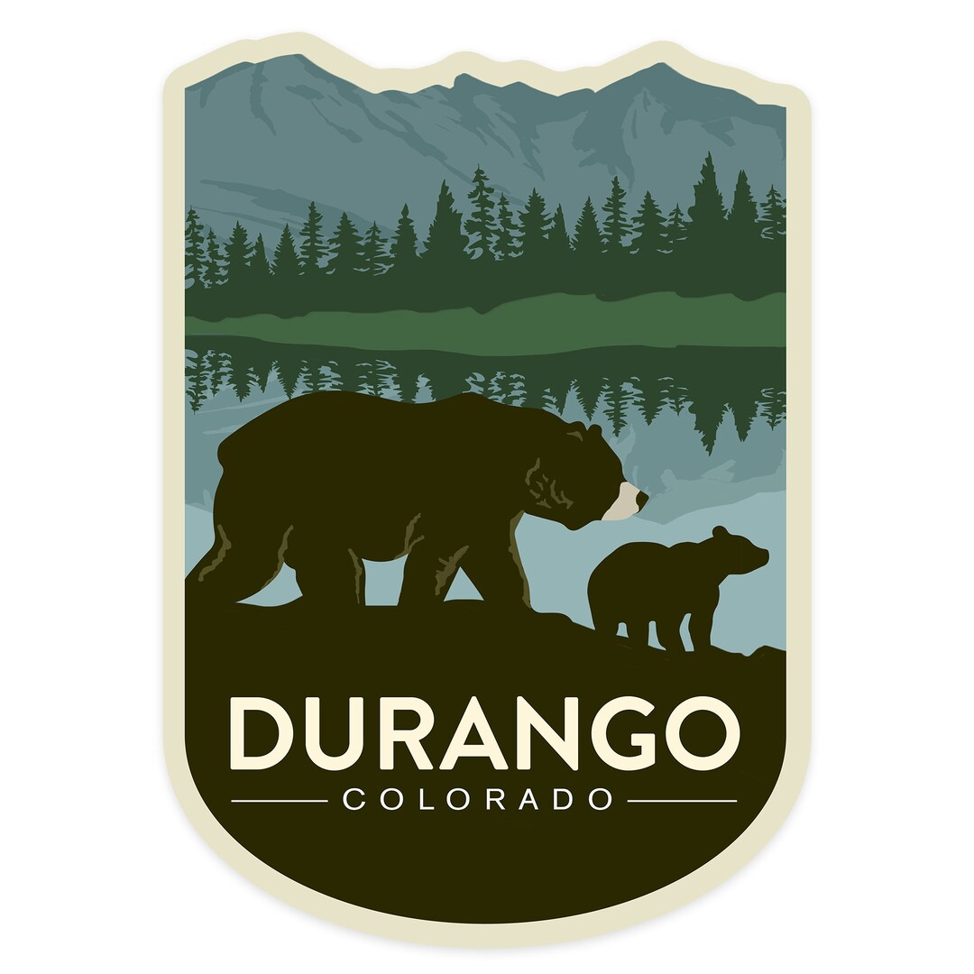Sticker Durango Colorado Grizzly Bear and Cub Contour - Etsy