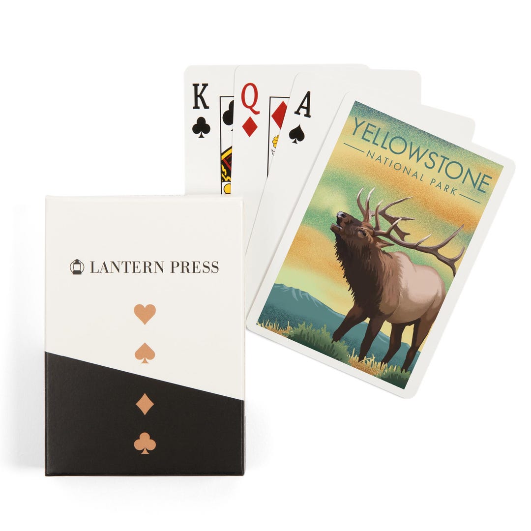 Playing Cards, Yellowstone National Park, Elk, Lithograph, 52 Card Deck ...