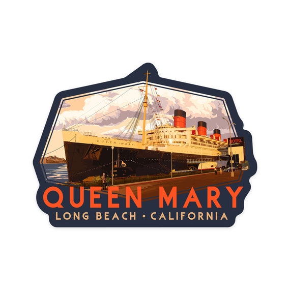 Sticker Long Beach California Queen Mary Contour Lantern | Etsy