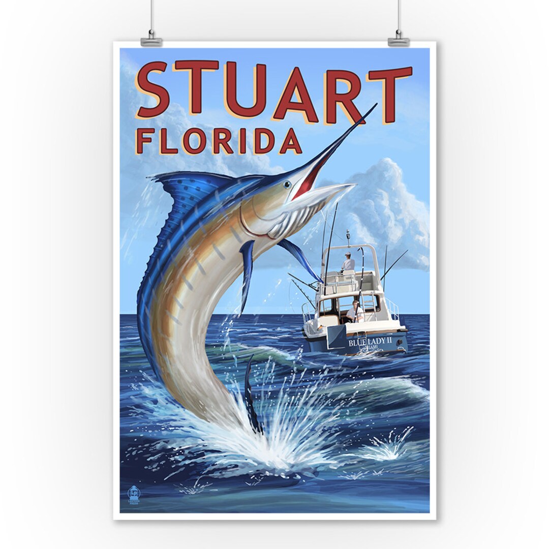Prints Signs Stuart Florida Marlin Fishing Scene Unique - Etsy