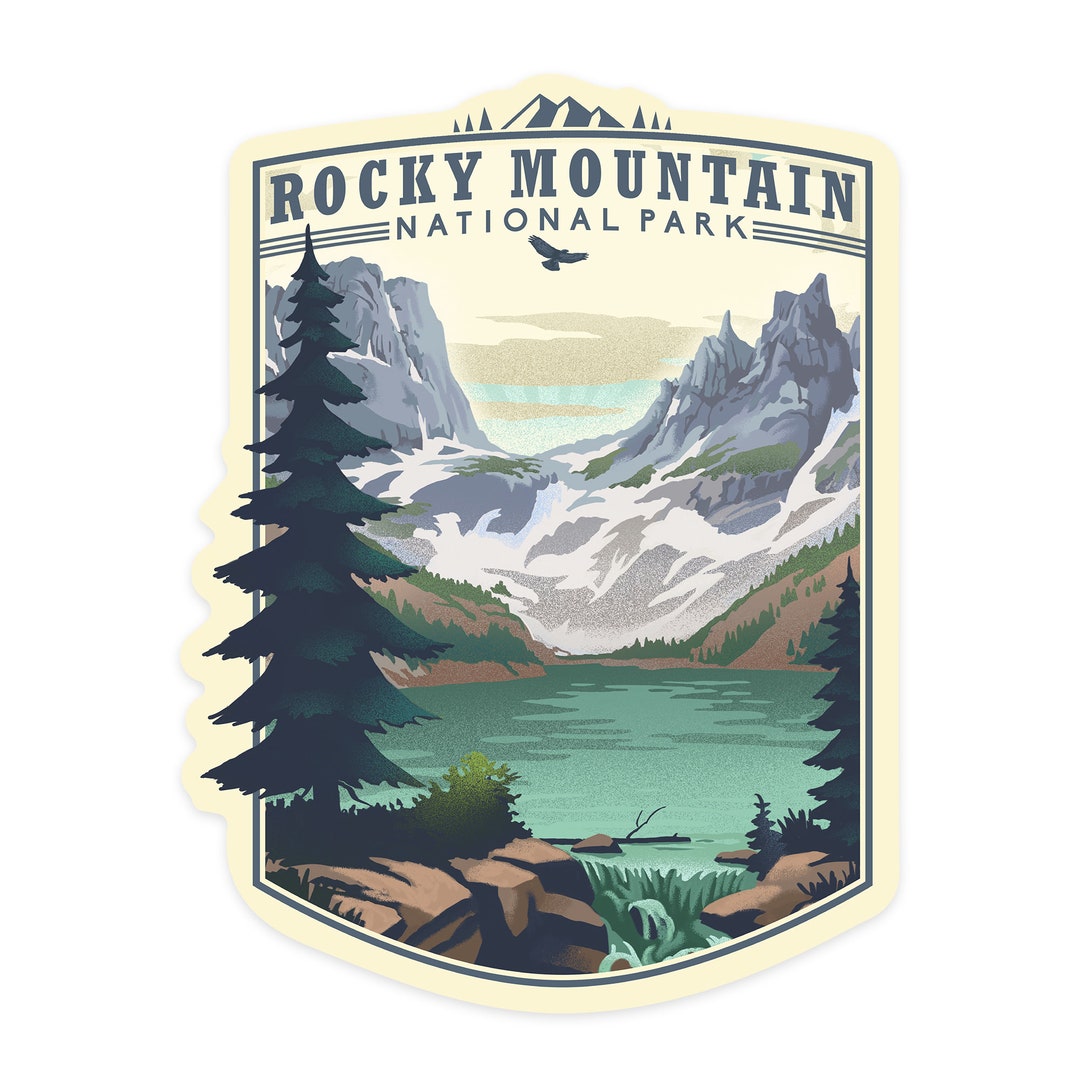 Sticker, Rocky Mountain National Park, Colorado, Lake, Lithograph ...