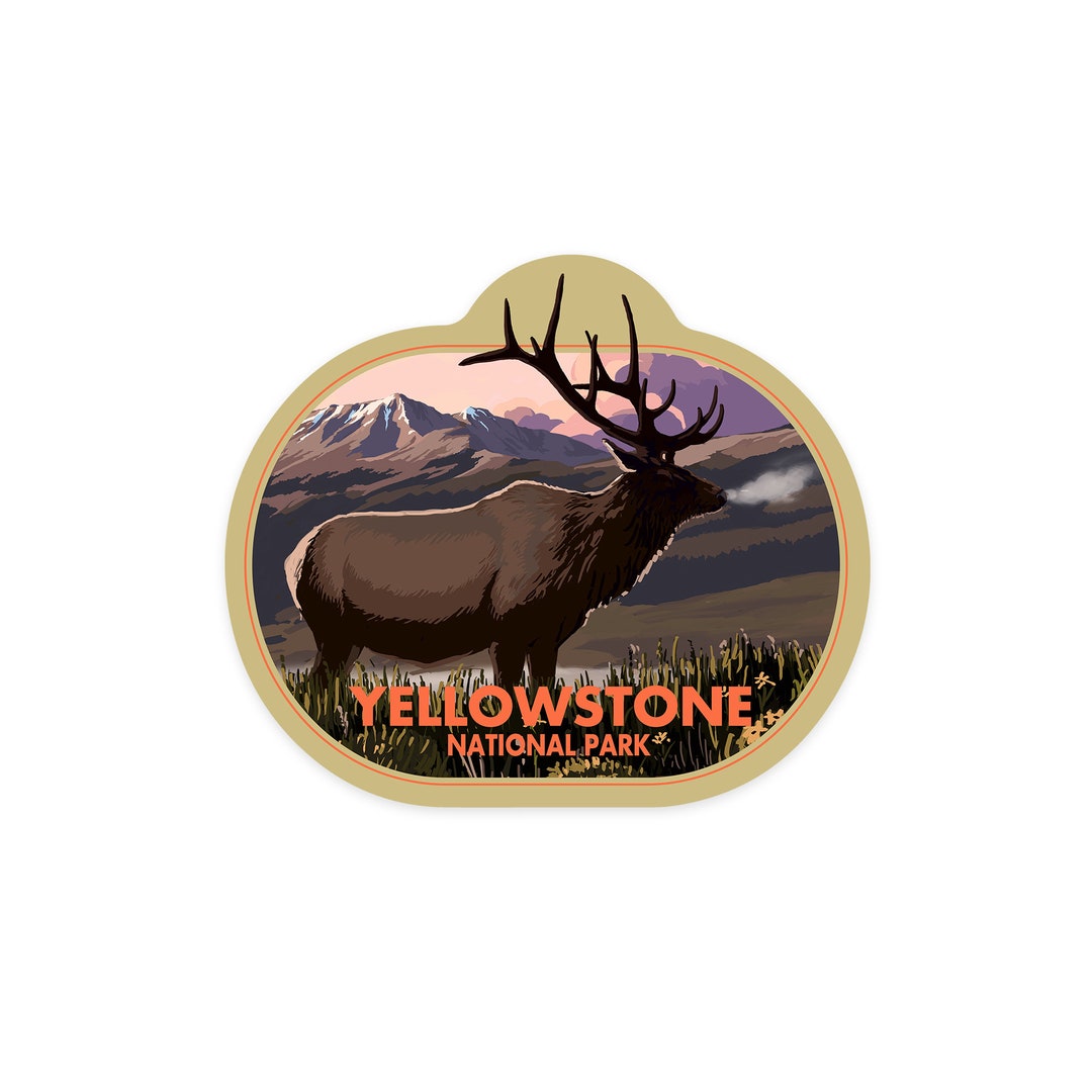 Sticker Yellowstone National Park Wyoming Elk and Sunset - Etsy