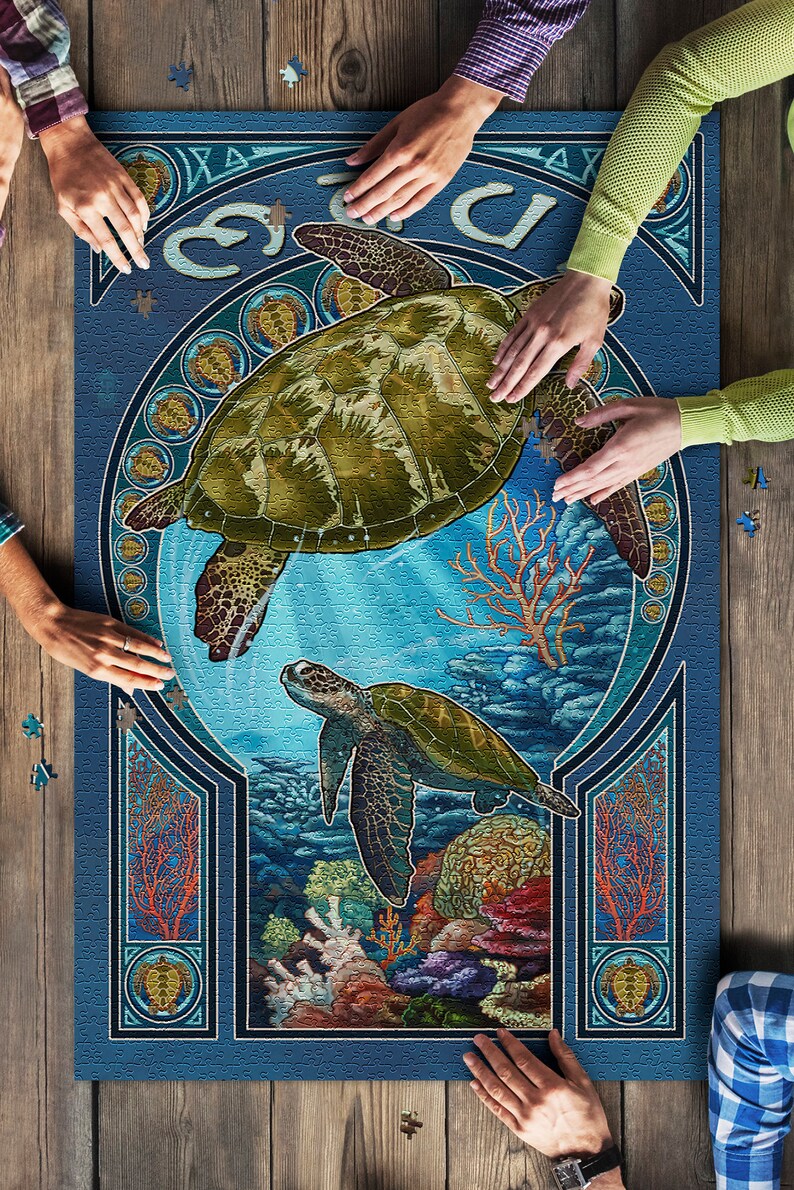 Puzzle Maui Hawaii Sea Turtle Art Nouveau 1000 Pieces - Etsy