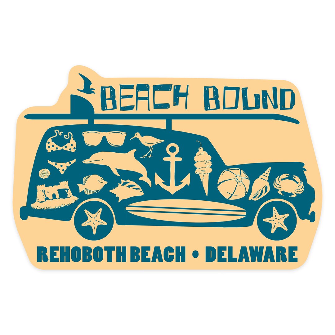 Sticker Rehoboth Beach Delaware Coastal Icons Contour - Etsy