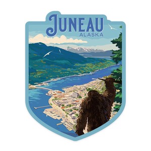 Sticker, Juneau, Alaska, Home of Bigfoot, Painterly, Contour , Vinyl ...
