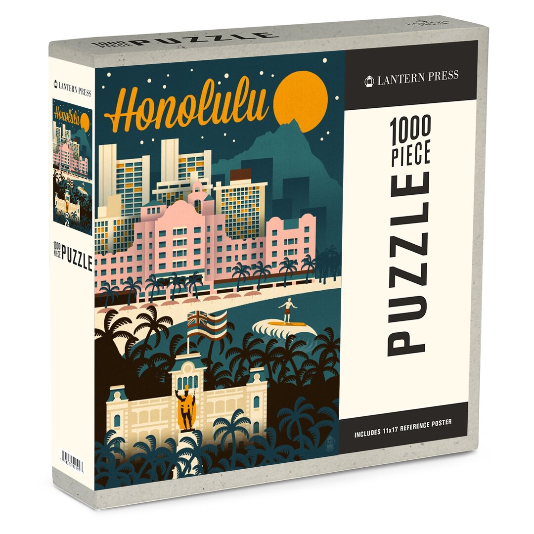 Puzzle Honolulu Hawaii Retro Skyline 1000 Pieces Unique - Etsy