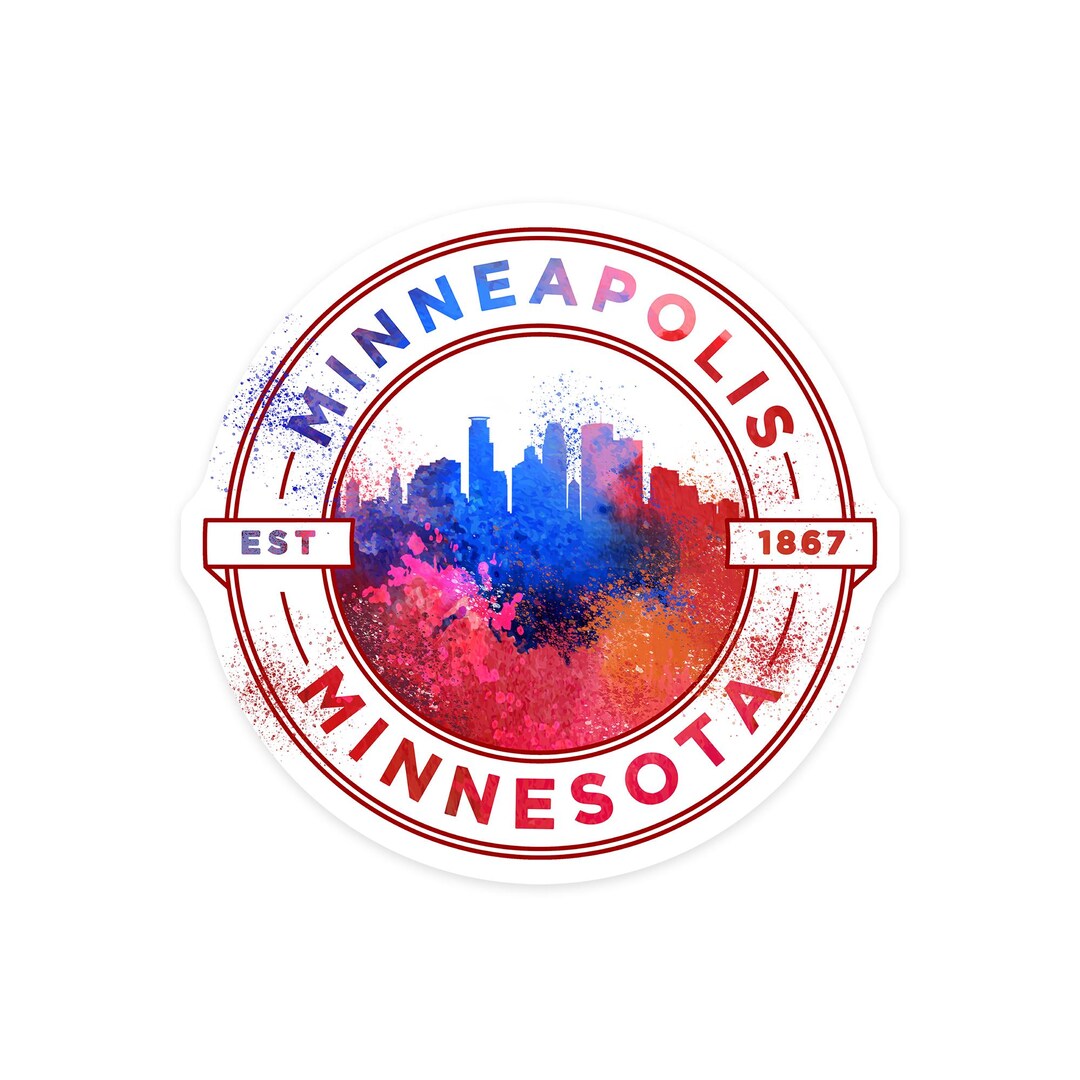 Sticker, Minneapolis, Minnesota, Vibrant Watercolor, Badge , Vinyl Die ...