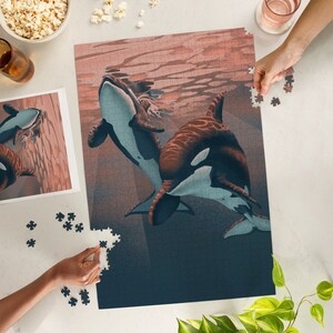 Puzzle, Orca, Lithograph, 1000 Pieces, Unique Jigsaw, Family, Adults - Etsy