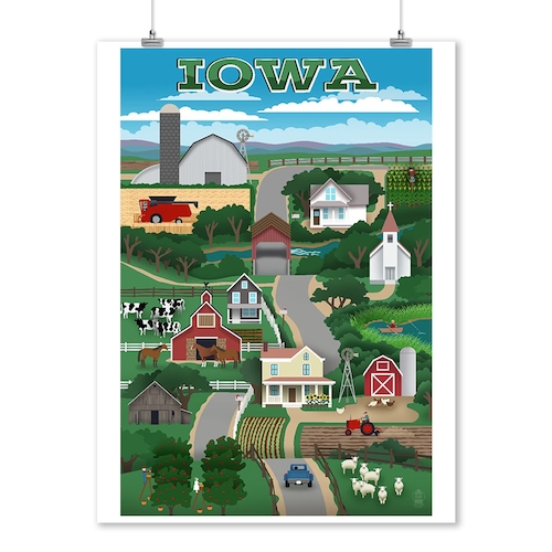 Retro Style Travel Poster Iowa Vintage Rustic Poster Print | Etsy