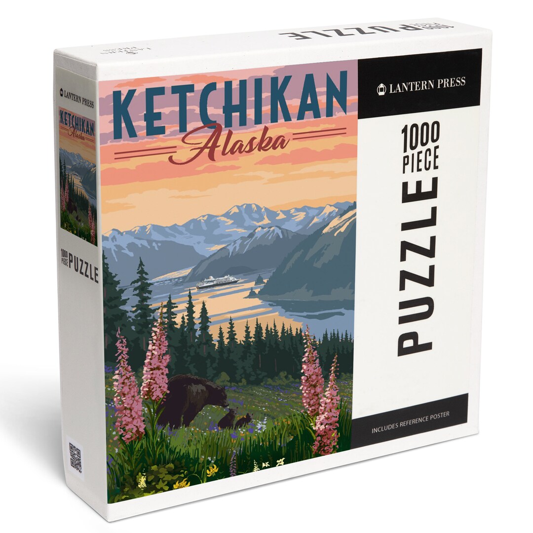 Puzzle, Ketchikan, Alaska, Inside Passage, Bear and Spring Flowers ...