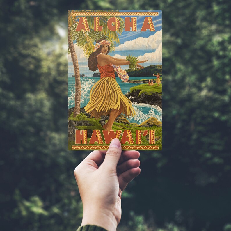 Birch Wood Hula Girl on Coast Aloha Hawaii Sustainable Sign - Etsy