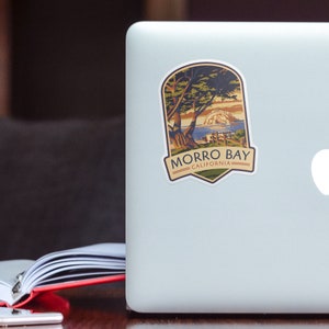 Sticker Morro Bay California Town View With Morro Rock - Etsy