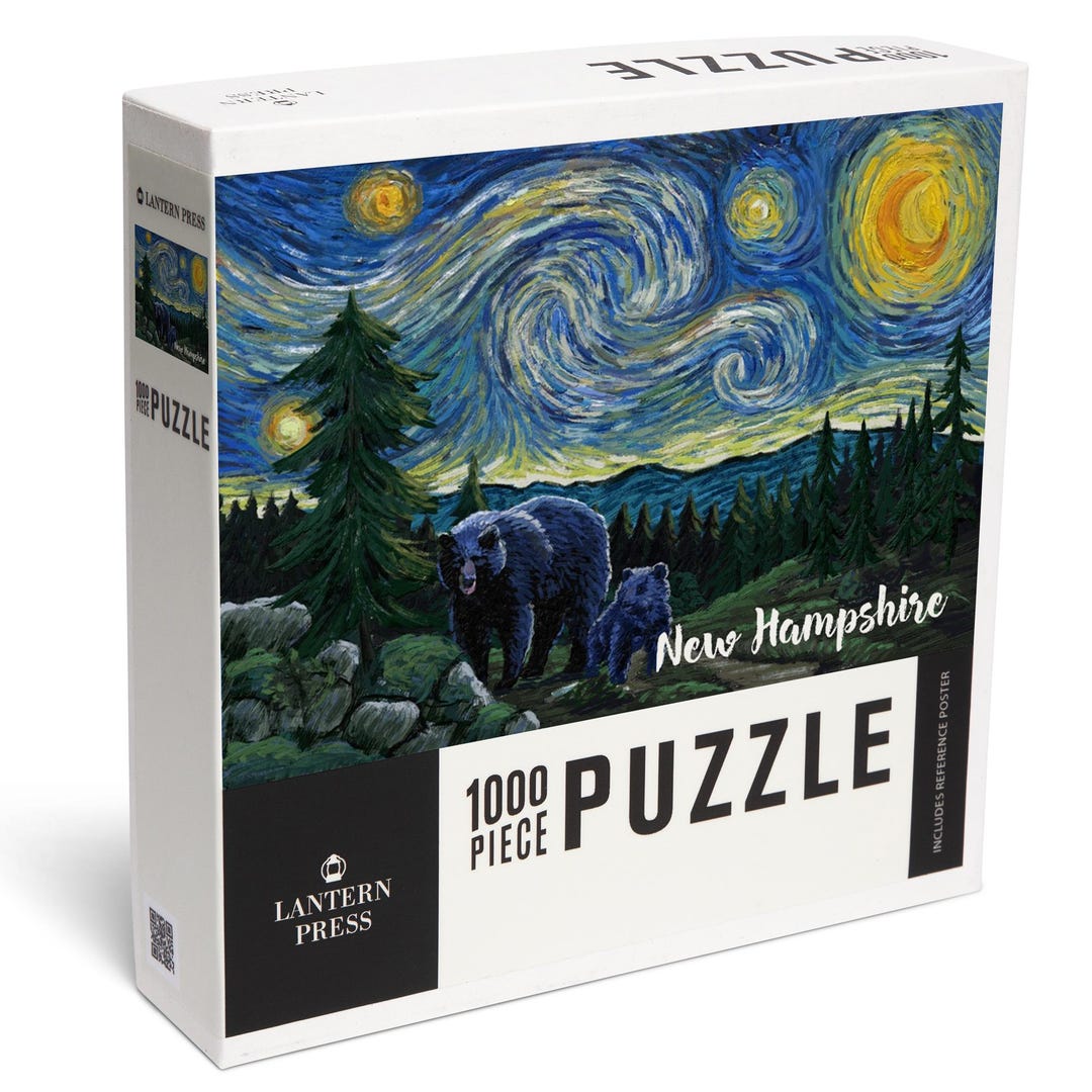 Puzzle, New Hampshire, Starry Night, Bear and Cub, 1000 Pieces, Unique ...