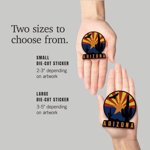Sticker, Arizona, Cactus and State Flag, Badge, Contour , Vinyl Die Cut ...