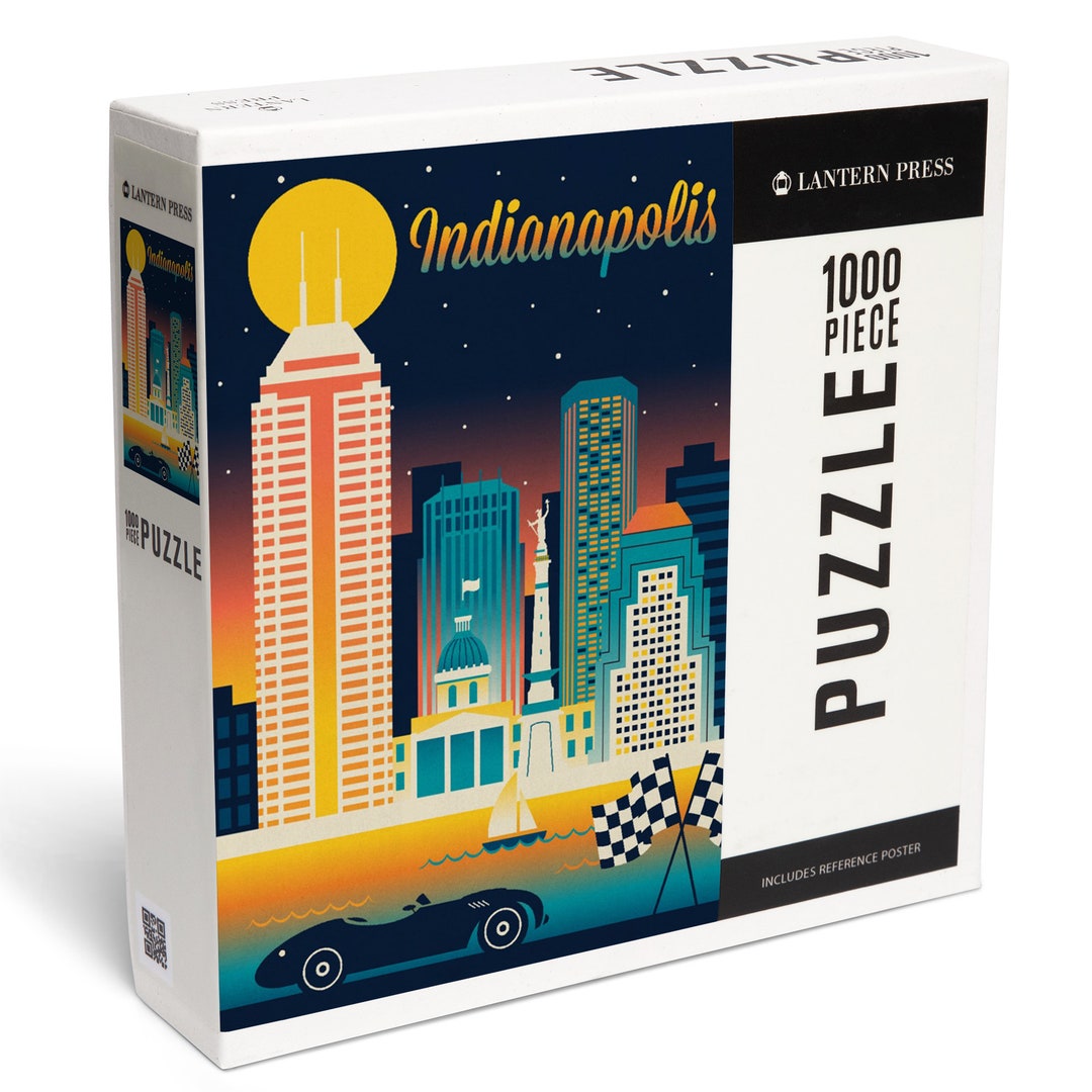 Puzzle, Indianapolis, Indiana, Retro Skyline Chromatic Series, 1000 ...