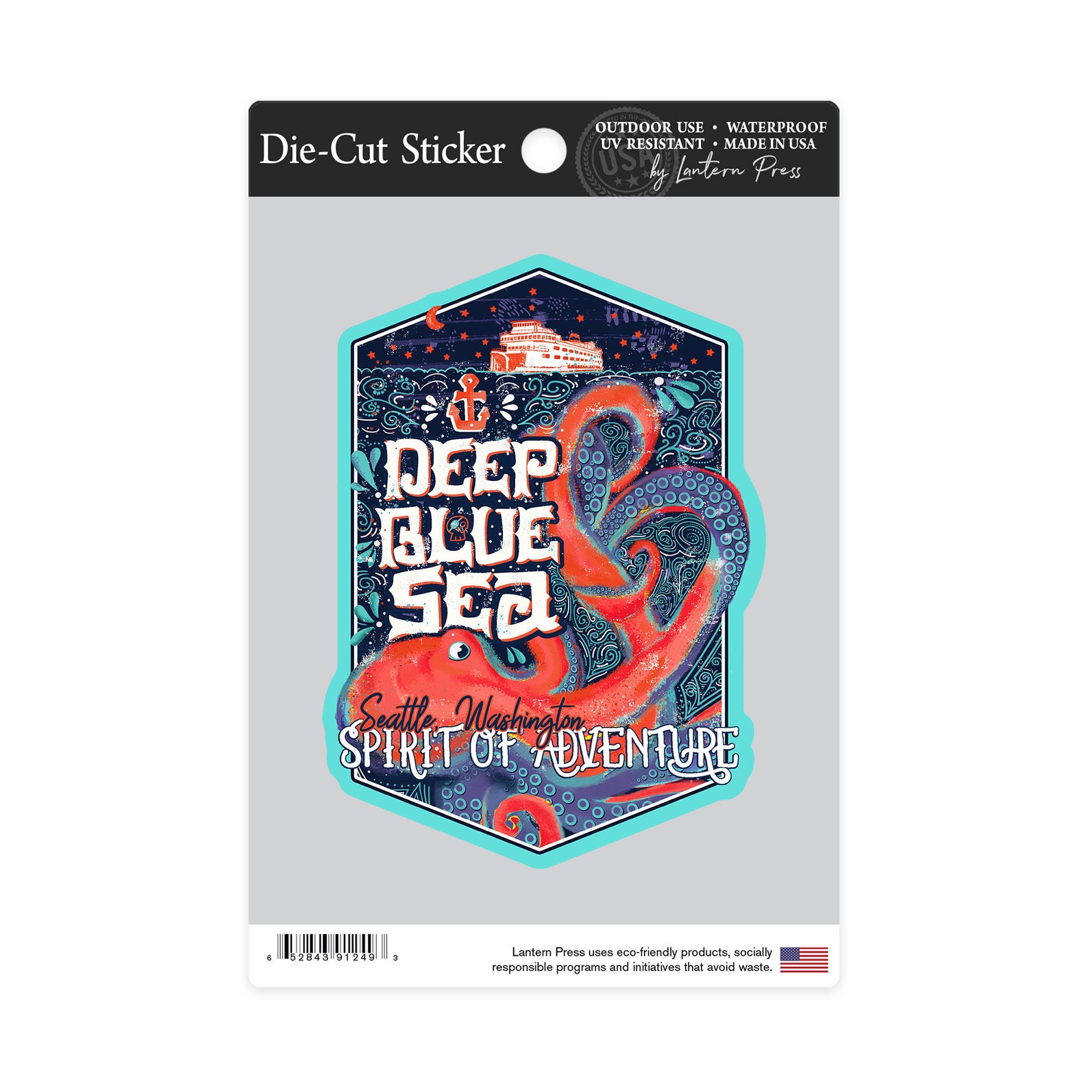 Sticker Seattle Washington Giant Octopus Deep Blue Sea - Etsy