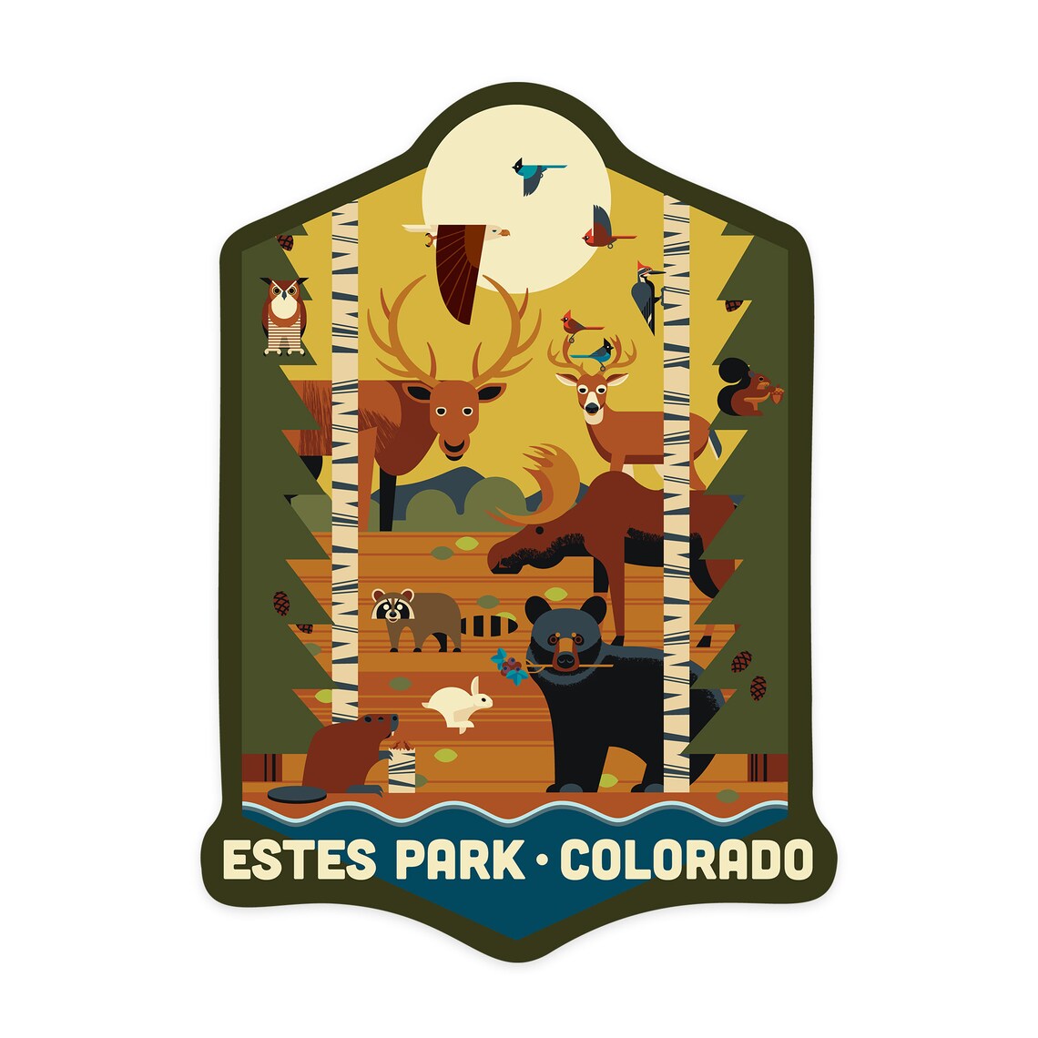 Sticker Estes Park Colorado Forest Animals and Pine Trees - Etsy