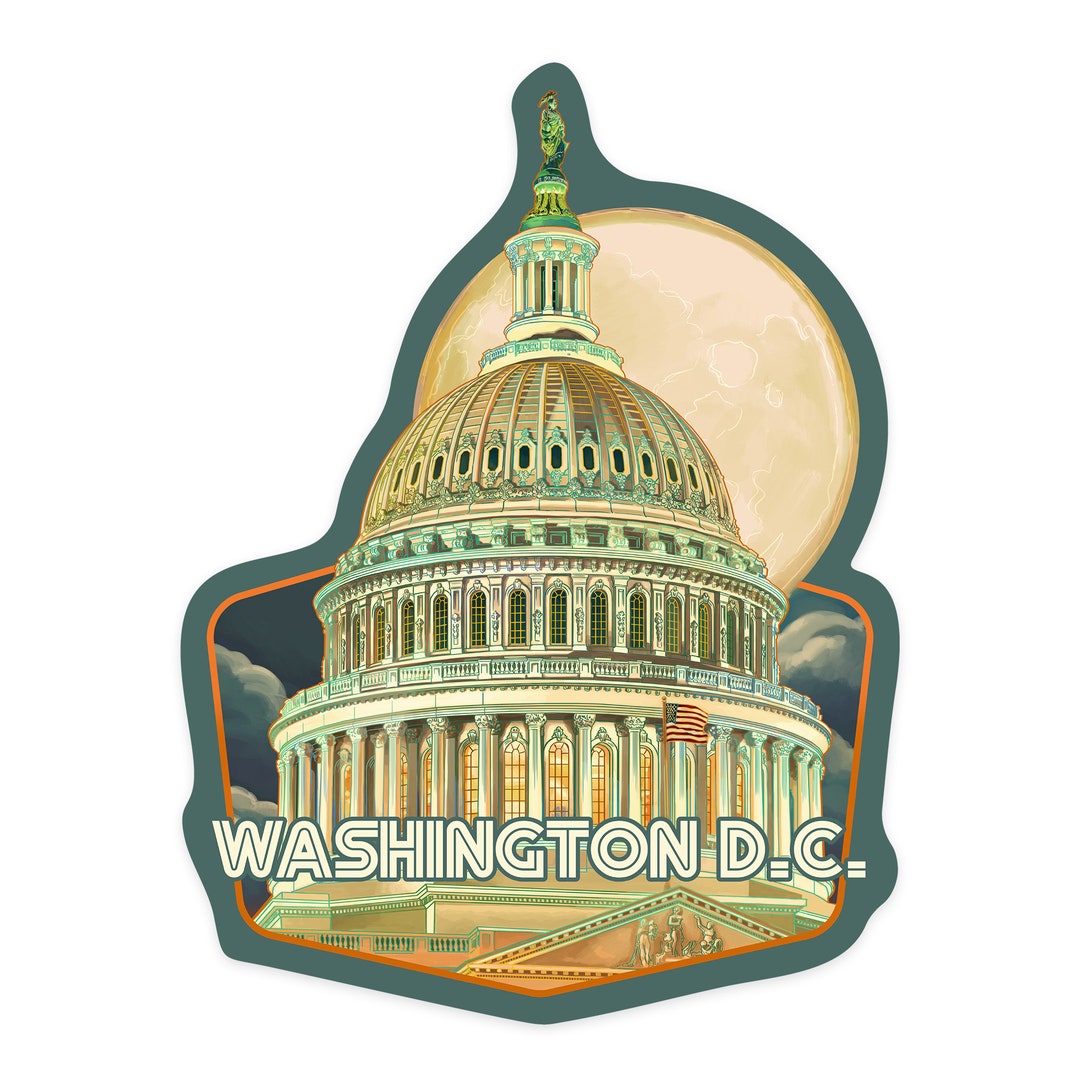 Sticker, Washington, DC, Capitol Building and Moon, Contour , Vinyl Die ...