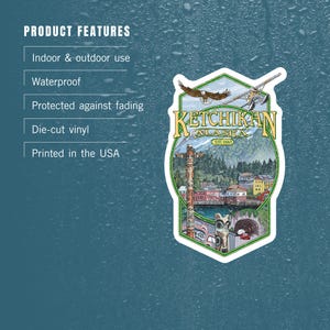 Sticker, Ketchikan, Alaska, Montage, , Vinyl Die Cut, Waterproof ...
