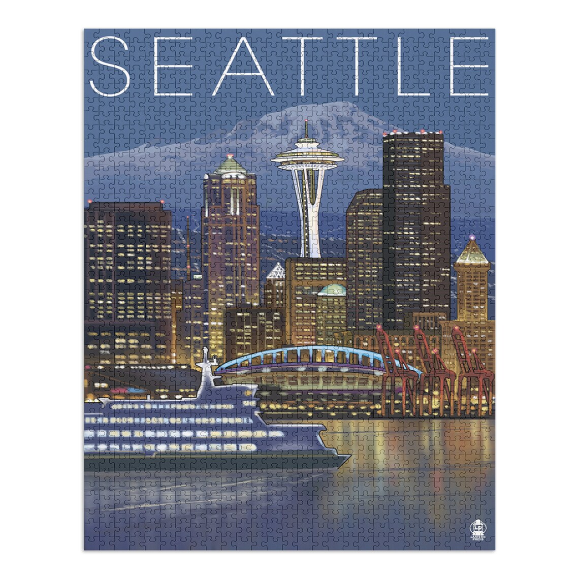 Puzzle Seattle Washington Skyline at Night Lantern Press | Etsy