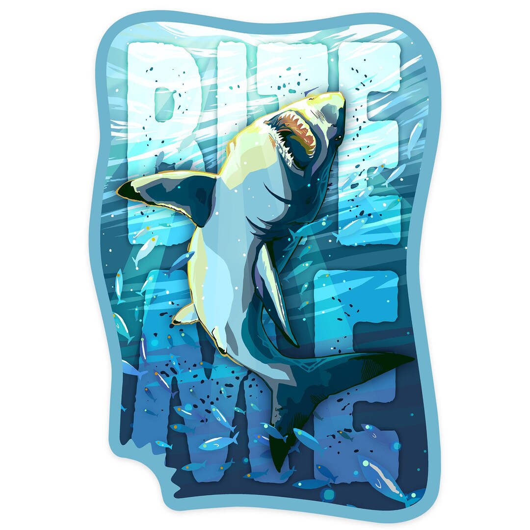 Sticker, Great White Shark Bite Me , Vinyl Die Cut, Waterproof Outdoor ...